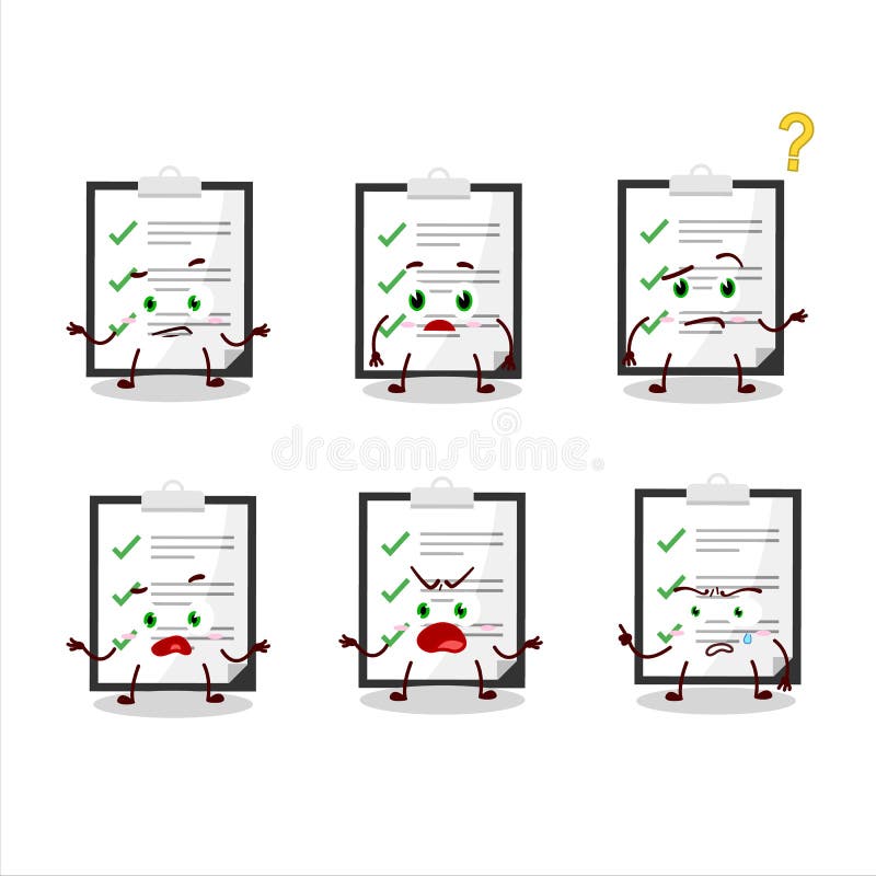 Cartoon Character of Clipboard with Checklist with What Expression ...