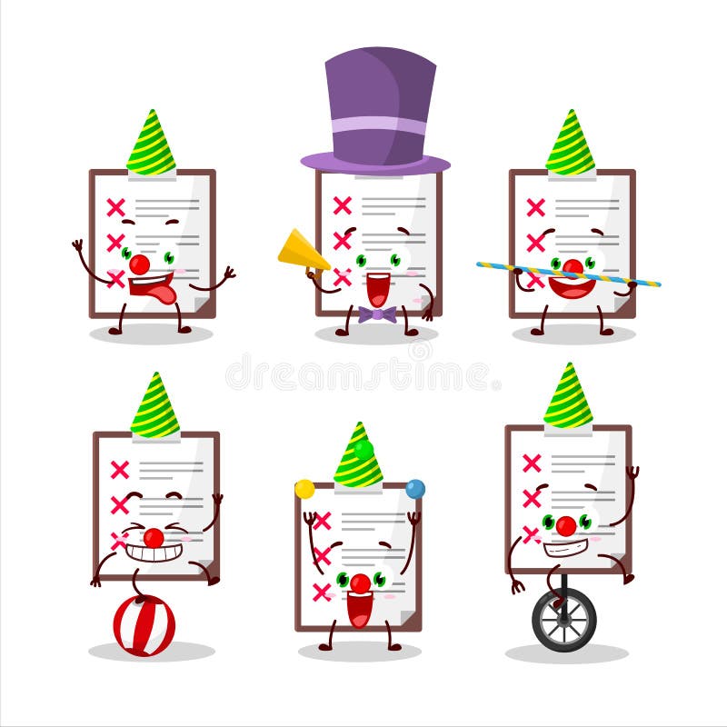 Cartoon Character of Clipboard with Cross Check with Various Circus ...