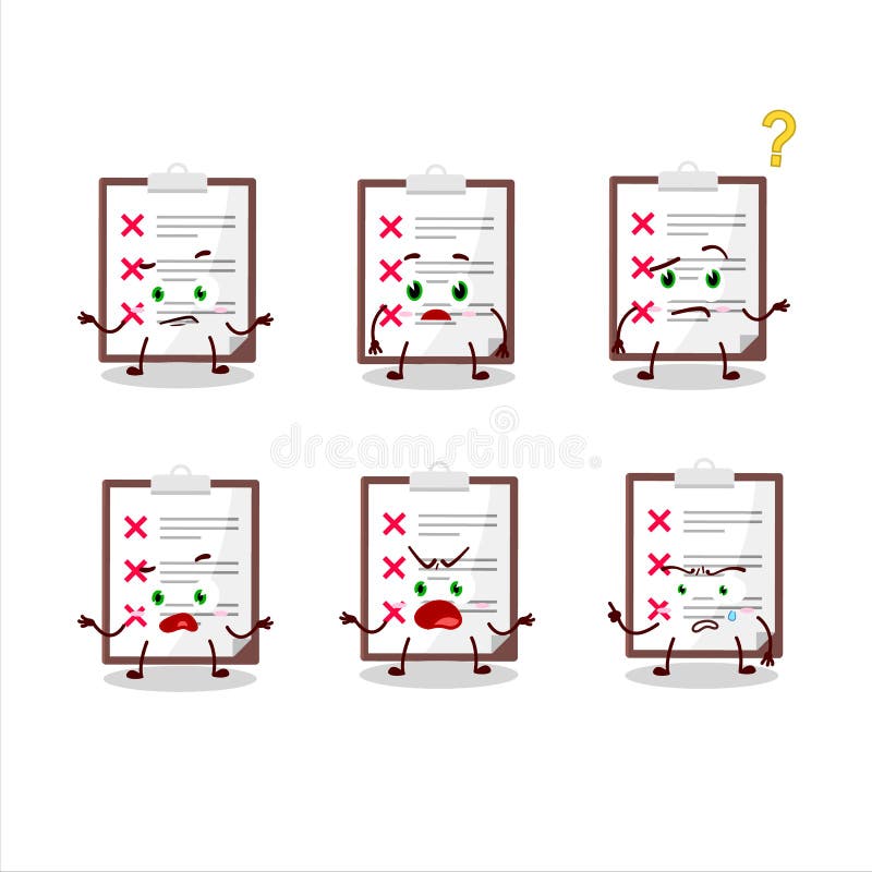 Cartoon Character of Clipboard with Cross Check with What Expression ...