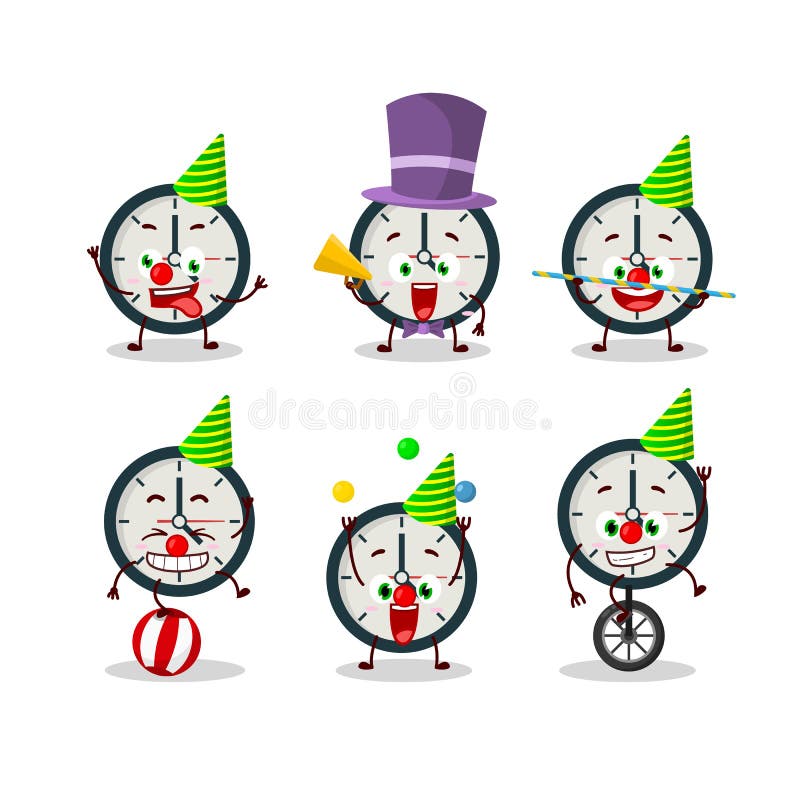 Cartoon Character of Clock with Various Circus Shows Stock Vector ...