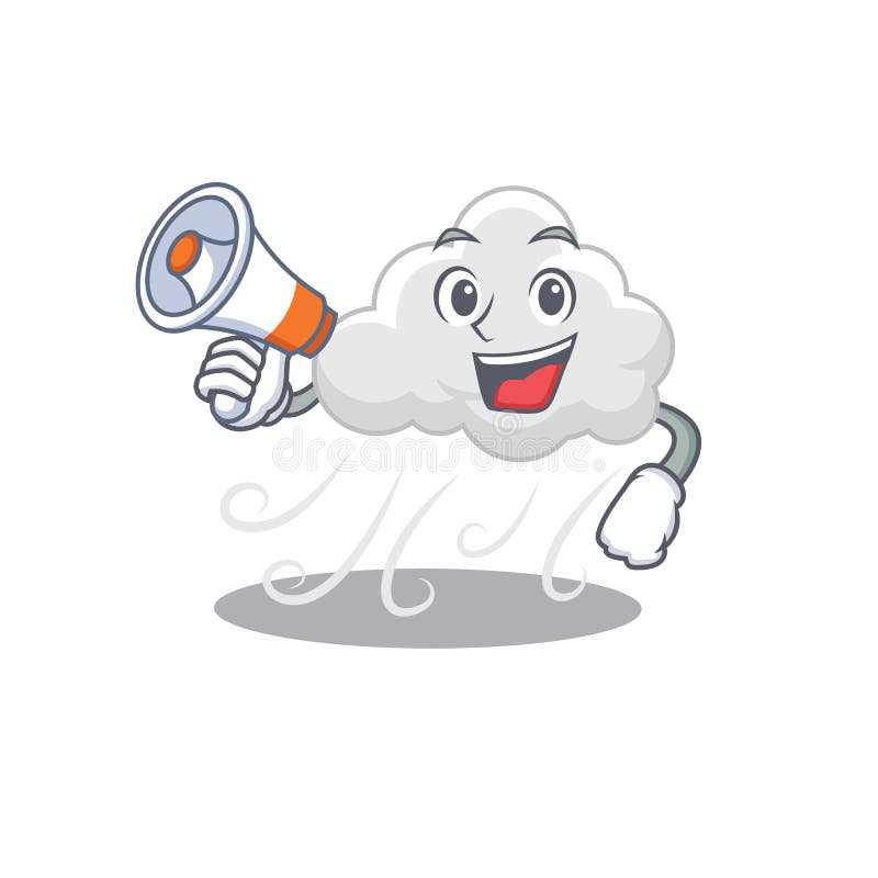 Cartoon Character of Cloudy Windy Having a Megaphone Stock Vector ...