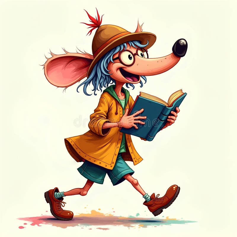 Cartoon Character Comedy Text Open Book Textbook Study Bookworm Child ...