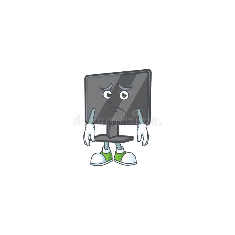 Cartoon Character of a Computer Screen Having an Afraid Face Stock ...