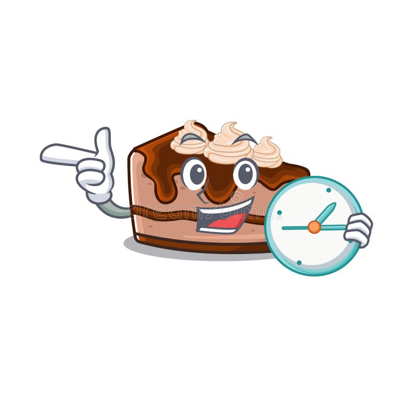 Cartoon Character Concept Chocolate Cheesecake Having Clock Stock ...