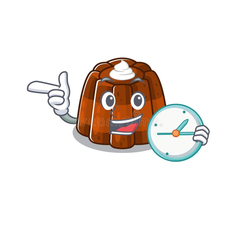 Cartoon Character Concept Chocolate Pudding Having Clock Stock Vector ...