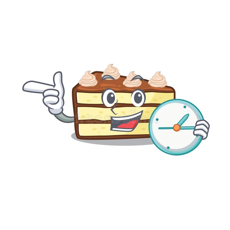 Cartoon Character Concept Chocolate Slice Cake Having Clock Stock ...