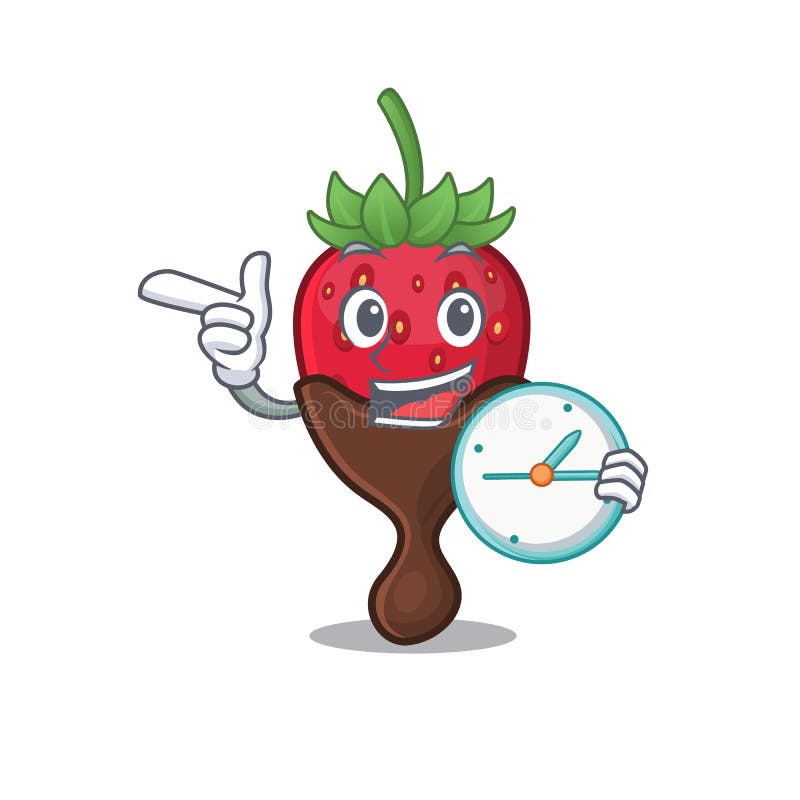 Cartoon Character Concept Chocolate Strawberry Having Clock Stock ...