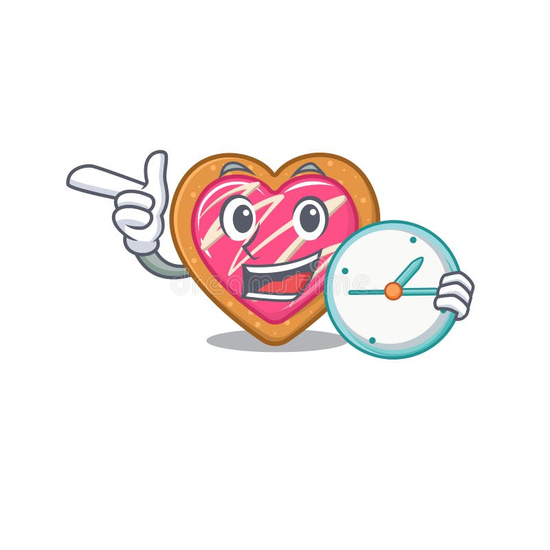 Cartoon Character Concept Cookie Heart Having Clock Stock Vector ...