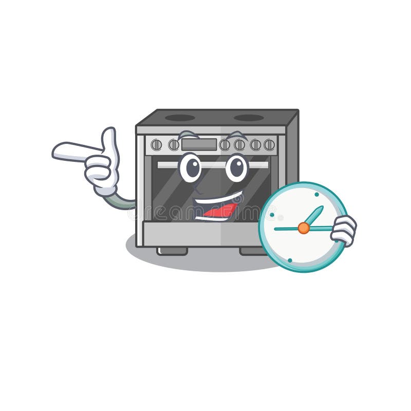 Cartoon Character Concept Kitchen Stove Having Clock Stock Vector ...