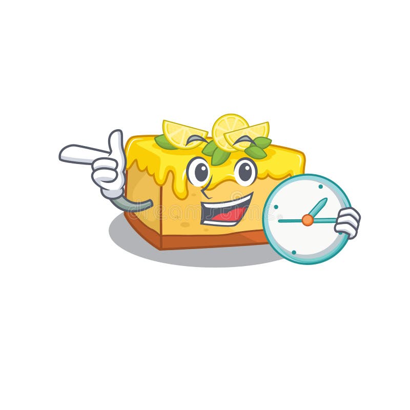 Cartoon Character Concept Lemon Cheesecake Having Clock Stock Vector ...