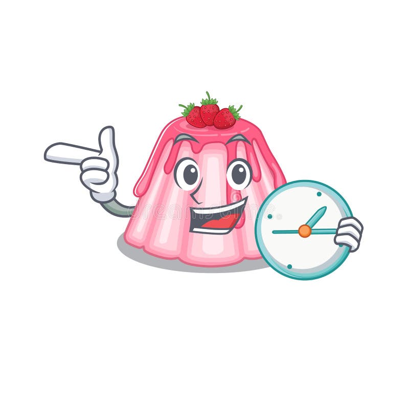 Cartoon Character Concept Strawberry Jelly Having Clock Stock Vector ...