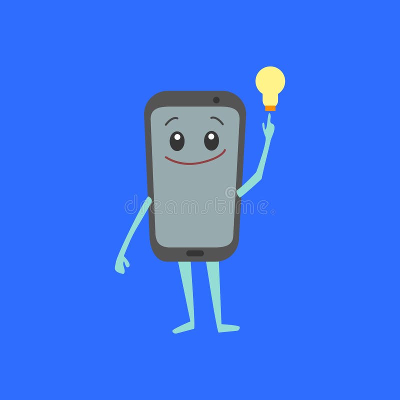 Cartoon Character Creative Smartphone Mobile Phone. Vector Stock Vector ...