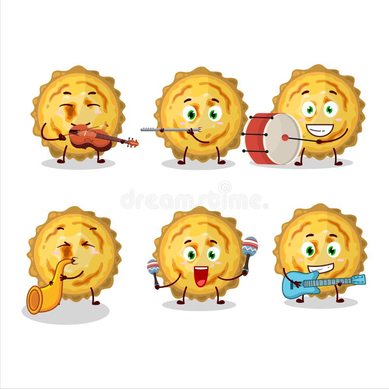 Cartoon Character of Custard Tart Playing Some Musical Instruments ...