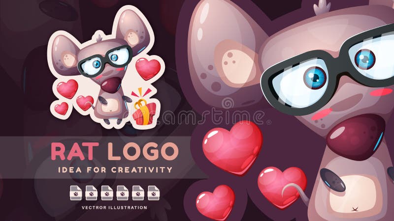 Cartoon Character Cute Animal Rat with Heart Stock Vector ...