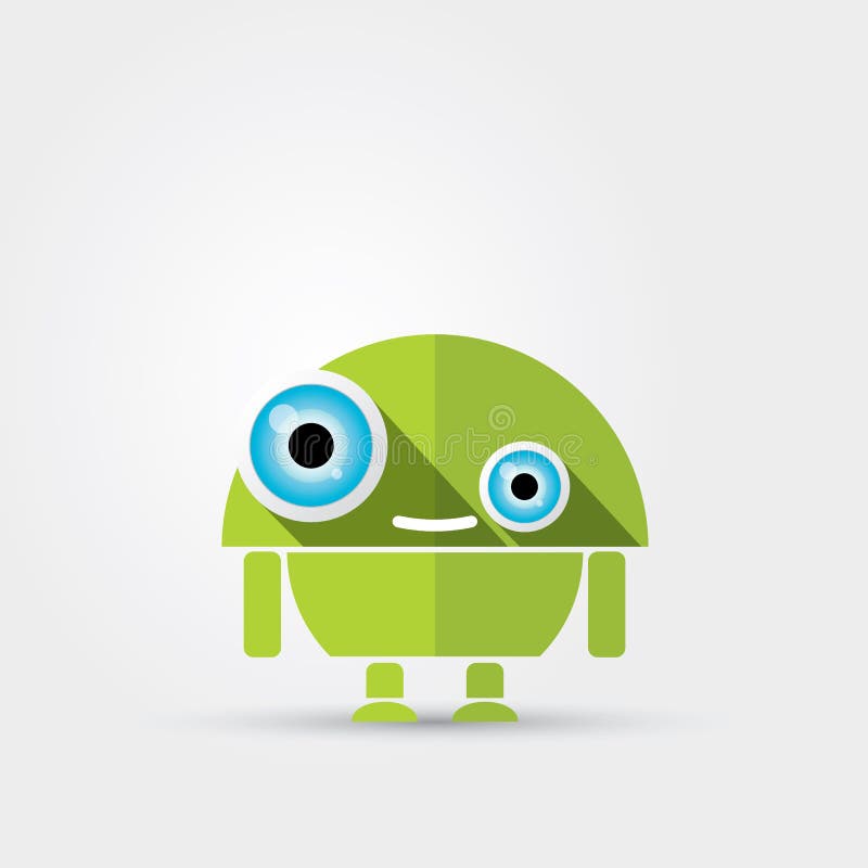 Cartoon Character Cute Green Robot Stock Vector - Illustration of ...