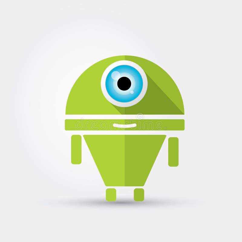 Cartoon Character Cute Green Robot Stock Vector - Illustration of ...