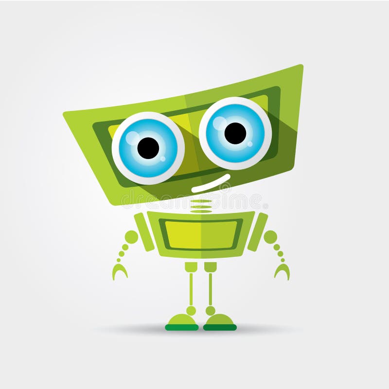 Cartoon Character Cute Green Robot Stock Vector - Illustration of ...
