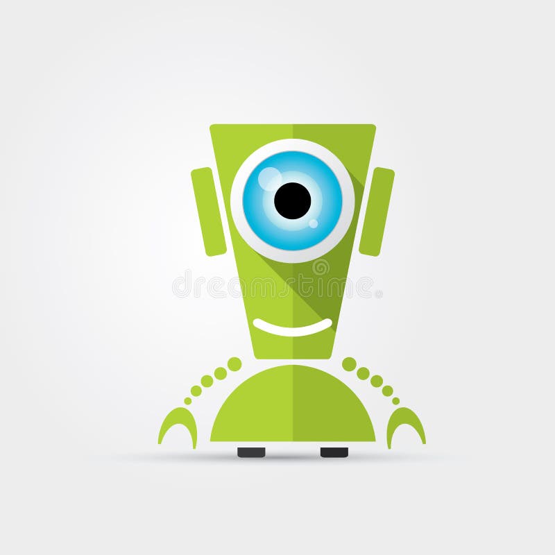 Cartoon Character Cute Green Robot Stock Vector - Illustration of ...