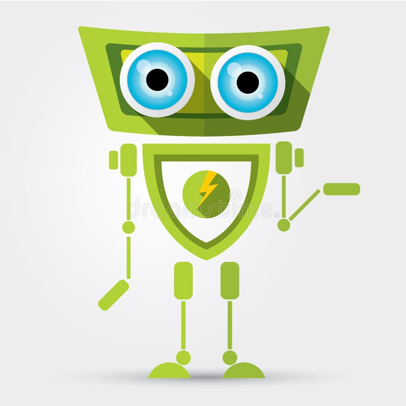 Cartoon Character Cute Green Robot Stock Vector - Illustration of ...