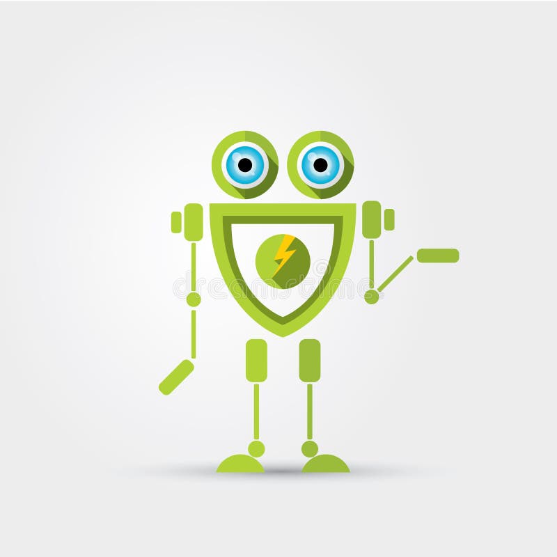 Cartoon Character Cute Green Robot Stock Vector - Illustration of ...