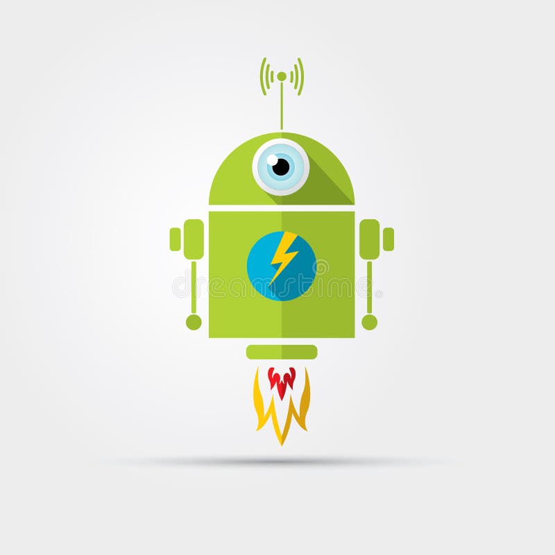 Cartoon Character Cute Green Robot Stock Vector - Illustration of ...