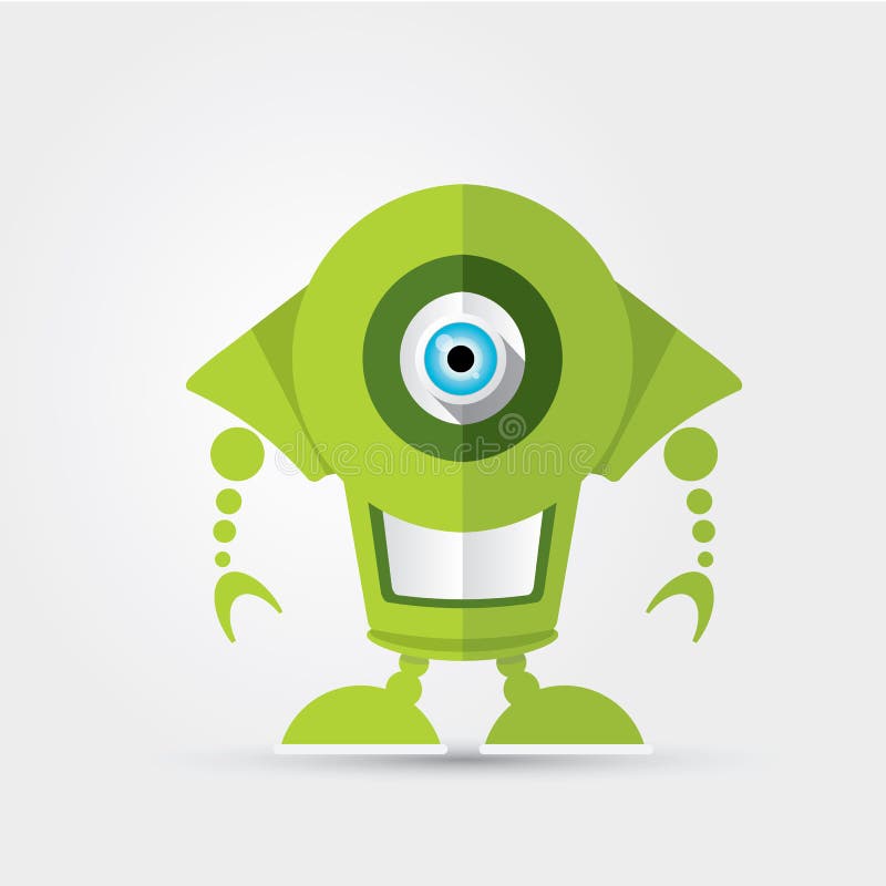 Cartoon Character Cute Green Robot Stock Vector - Illustration of kids ...