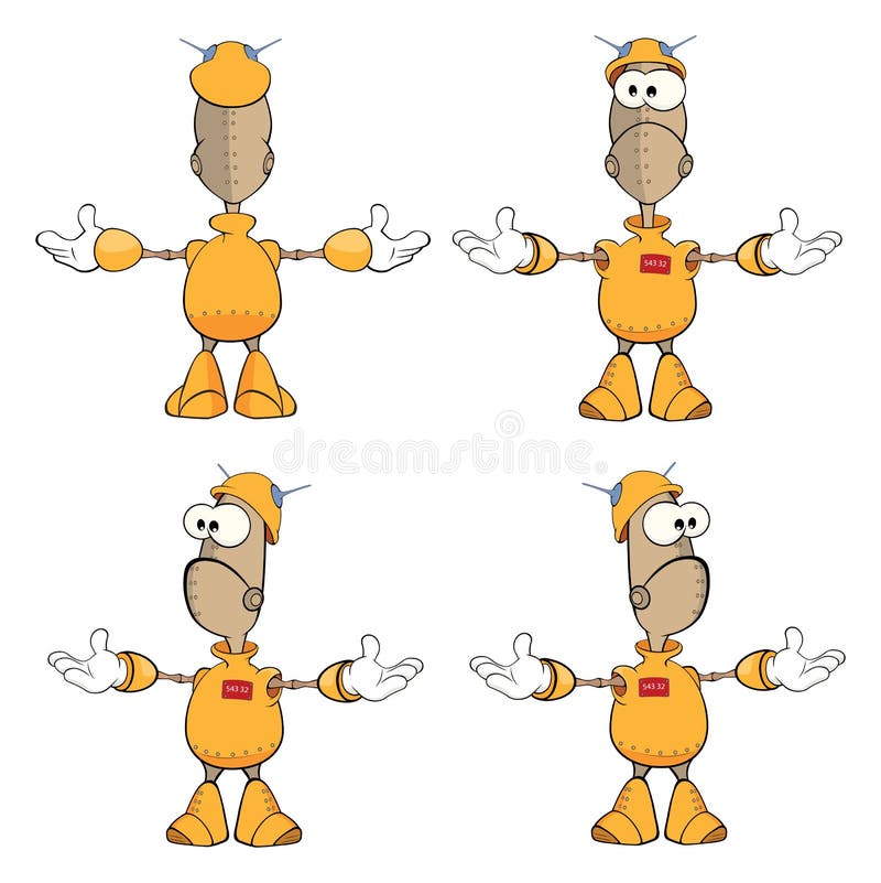 Cartoon Character Cute Robot for Computer Game Stock Vector ...