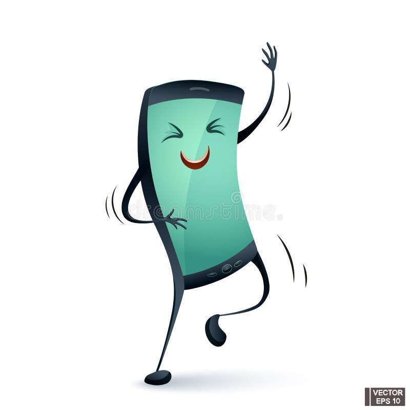 Happy phone cartoon stock illustration. Illustration of cell - 43762084