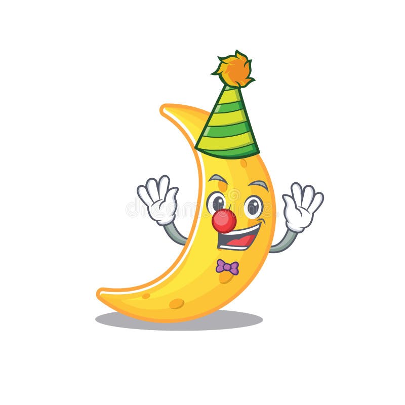 Cartoon Character Design Concept of Cute Clown Crescent Moon Stock ...