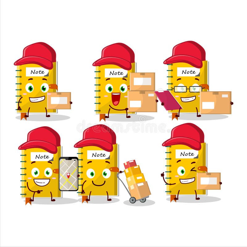 Cartoon Character Design of Note Book Working As a Courier Stock Vector ...