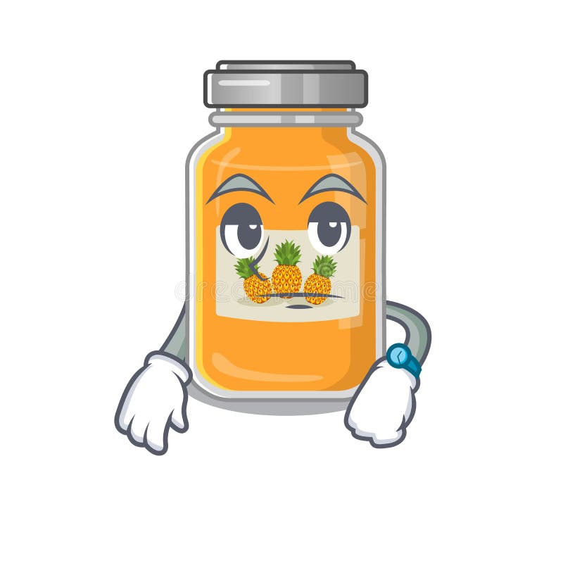 Cartoon Character Design of Pineapple Jam on a Waiting Gesture Stock ...