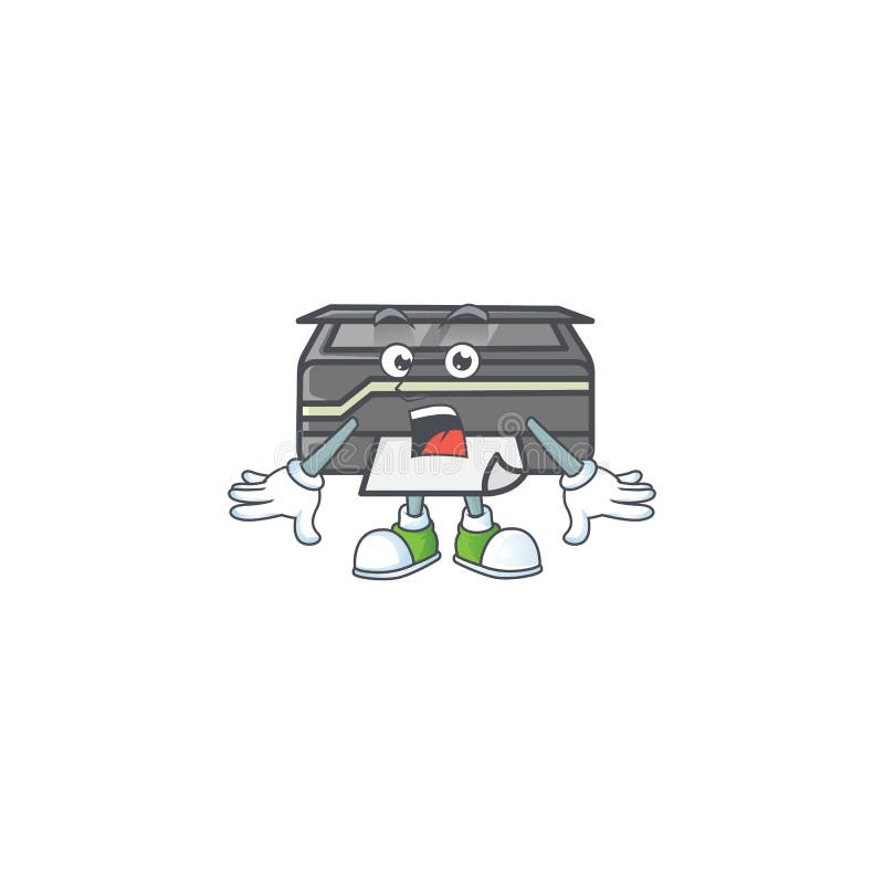 Cartoon Character Design of Printer with a Surprised Gesture Stock ...