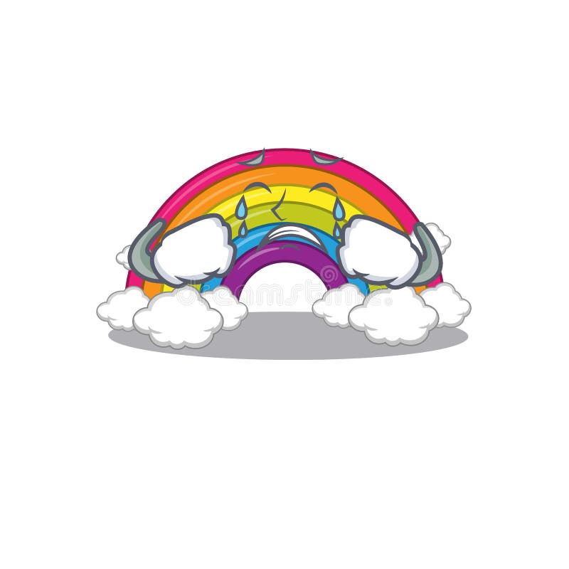 Cartoon Character Design of Rainbow with a Crying Face Stock Vector ...