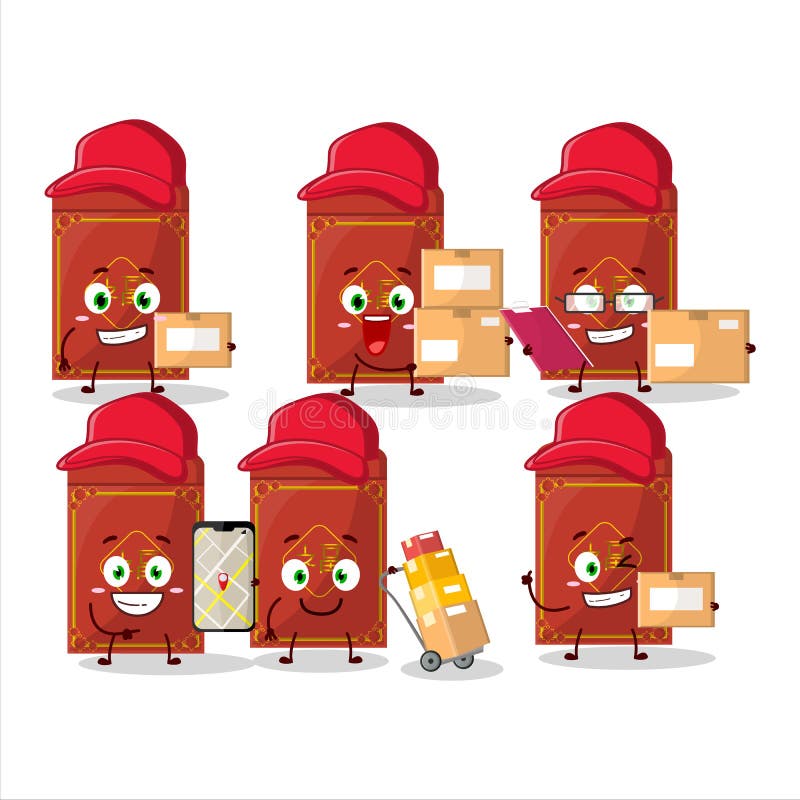 Cartoon Character Design of Red Packets Chinese Working As a Courier ...