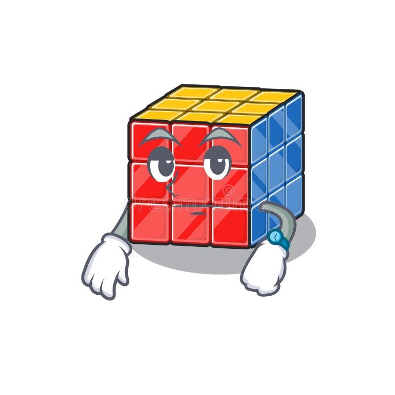 Cartoon Character Design of Rubic Cube on a Waiting Gesture Editorial ...