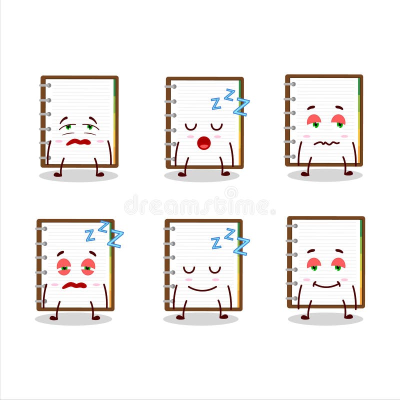 Cartoon Character of Diary Notes with Sleepy Expression Stock Vector ...
