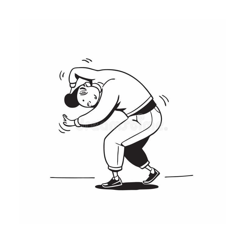 Cartoon Character Dodging, Moving Quickly, or Ducking Down Art Stock ...