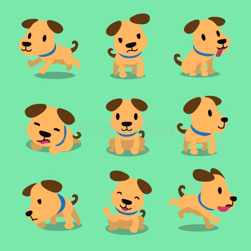 Cartoon Character Dog Poses Stock Vector - Illustration of stand ...