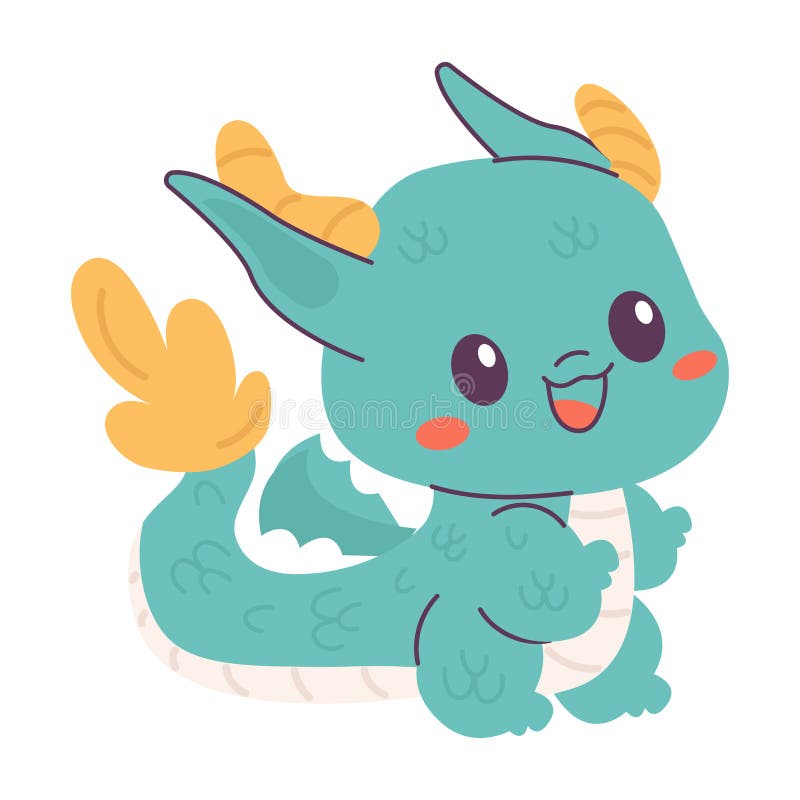 Cartoon Character Dragon in Flat Stock Vector - Illustration of ...