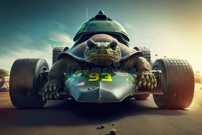 Cartoon Character is Driving Race Car. Generative AI Stock Illustration ...