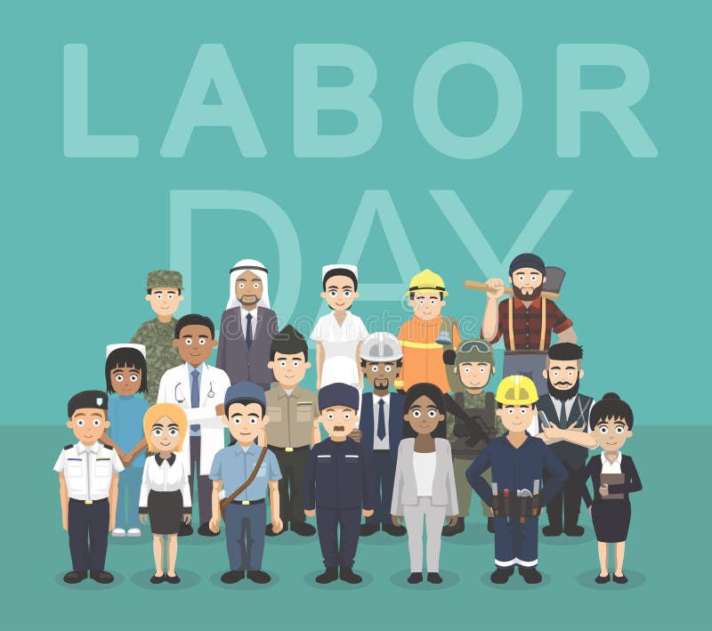 Labor Day Worker Occupation Cute Characters Cartoon Vector Illustration ...