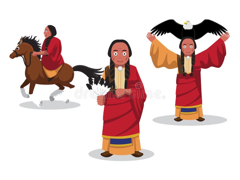 Native American Comanche Poses Cartoon Vector Illustration Stock Vector ...