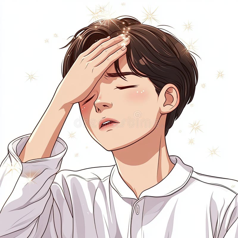 Cartoon Character Expressing Dramatic Emotion with Hand on Forehead ...