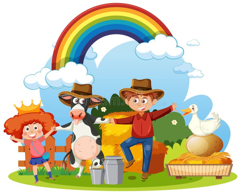 Cartoon Character in Farm Theme Stock Vector - Illustration of creature ...