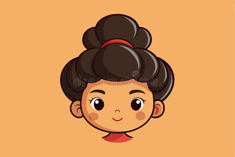 A Cartoon Character Features a Messy Bun with a Red Accessory and a ...