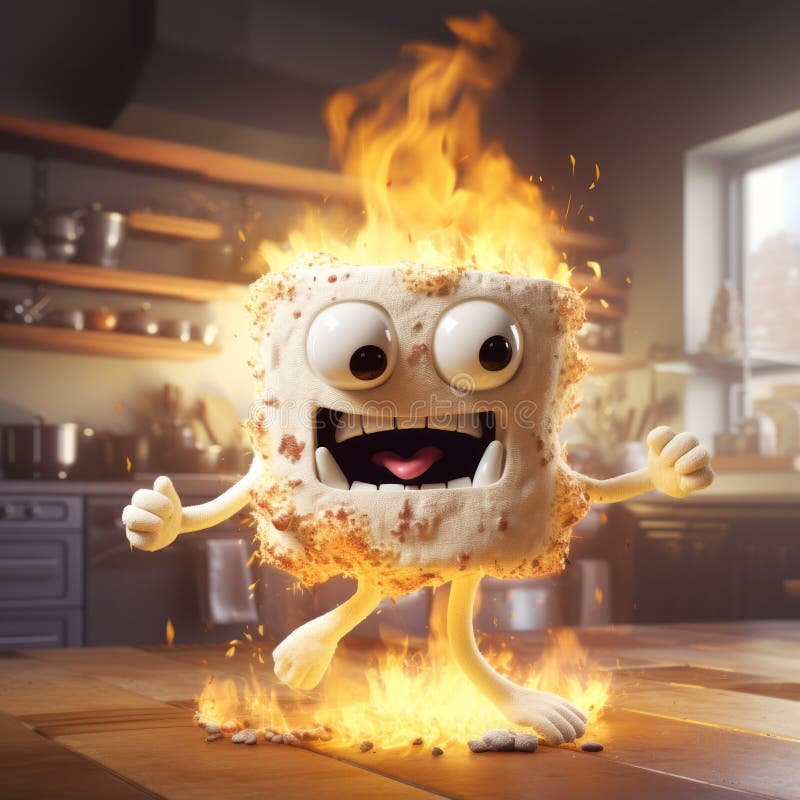 A Cartoon Character on Fire Stock Illustration - Illustration of face ...