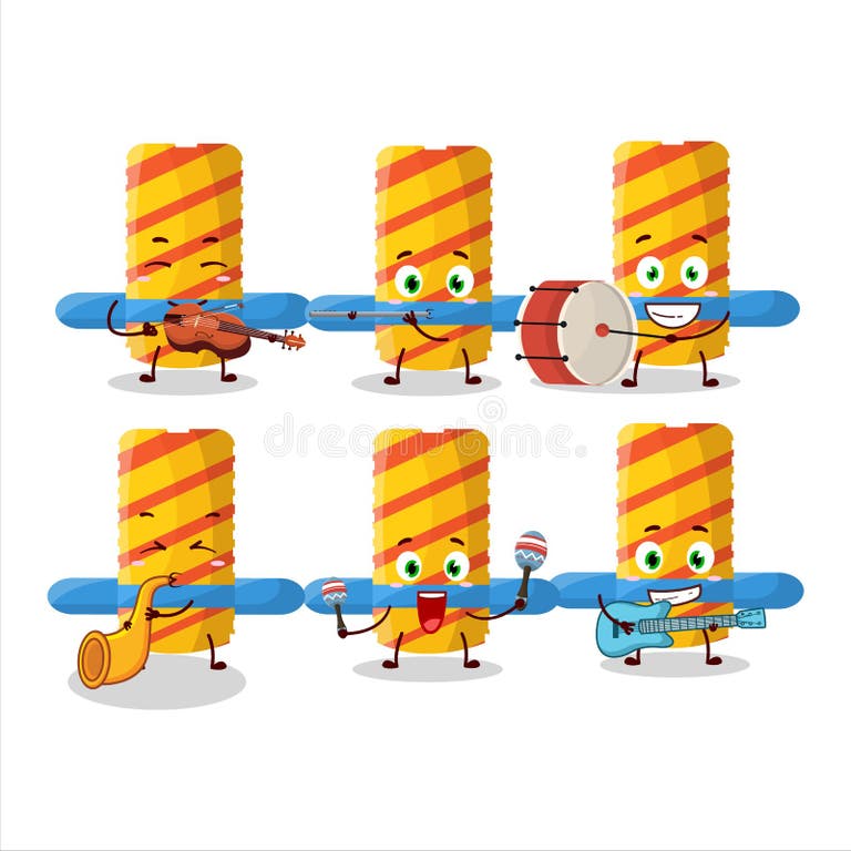 Cartoon Character of Firework Spinner Playing Some Musical Instruments ...