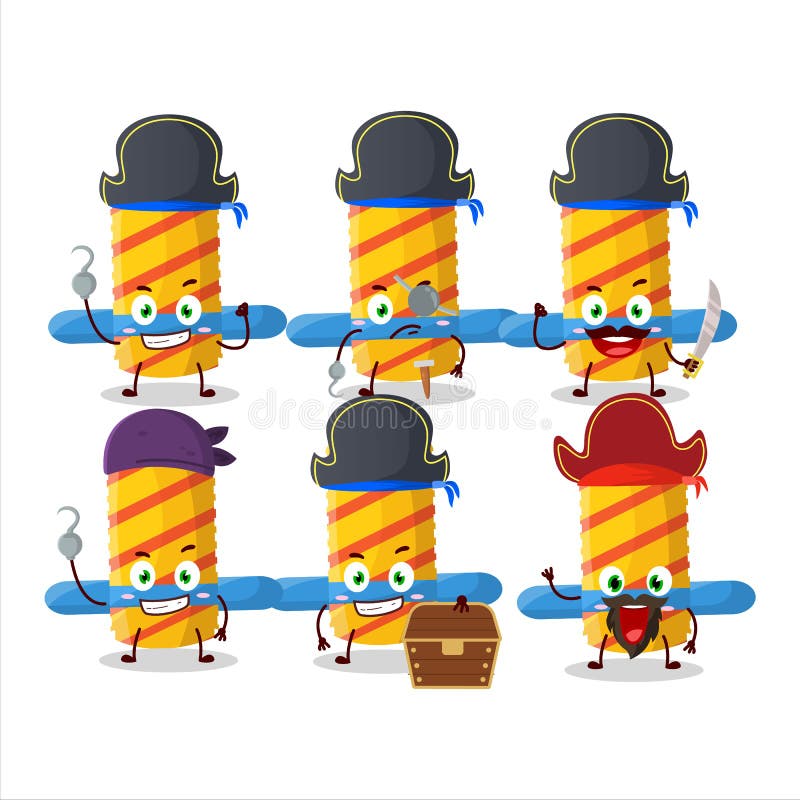 Cartoon Character of Firework Spinner with Various Pirates Emoticons ...