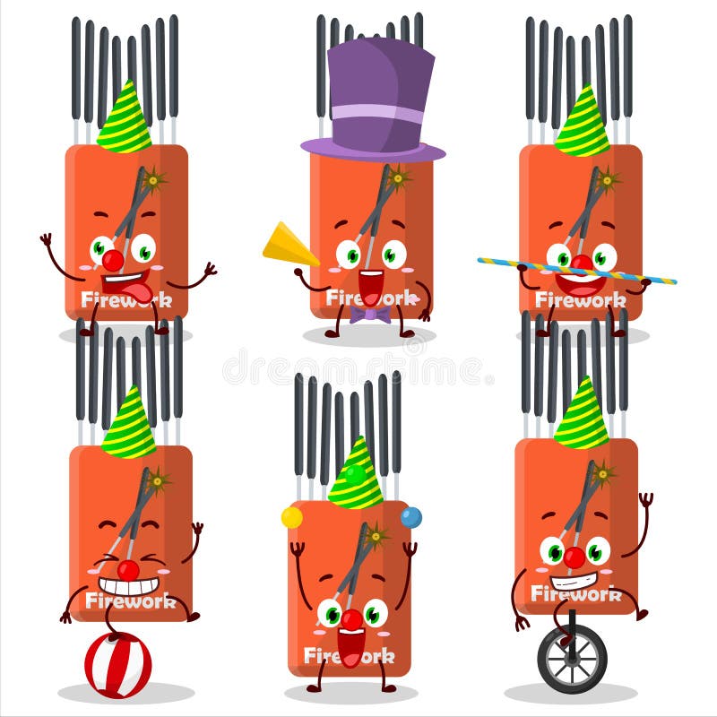 Cartoon Character of Firework with Various Circus Shows Stock Vector ...