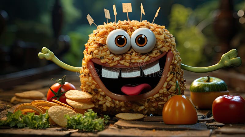 A Cartoon Character with Food on it Stock Illustration - Illustration ...